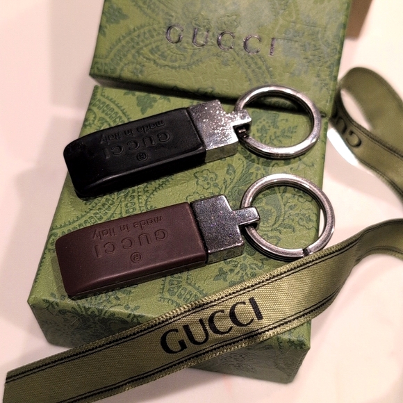 Gucci | Accessories | Gucci Logo 2 Set Key Ring Bag Charm Rubber Silver ...